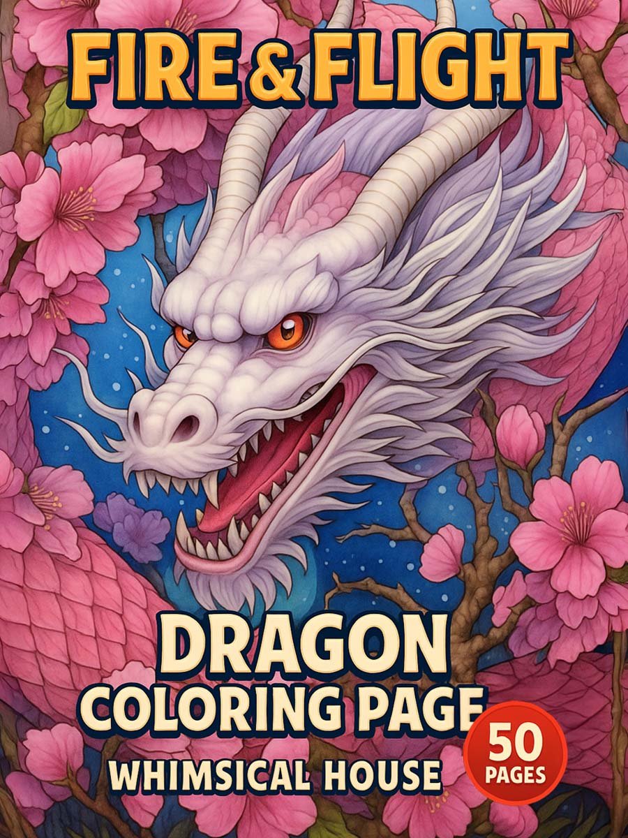 Fire & Flight – 50 Dragon Coloring Pages - Kids Printable Colouring Pages