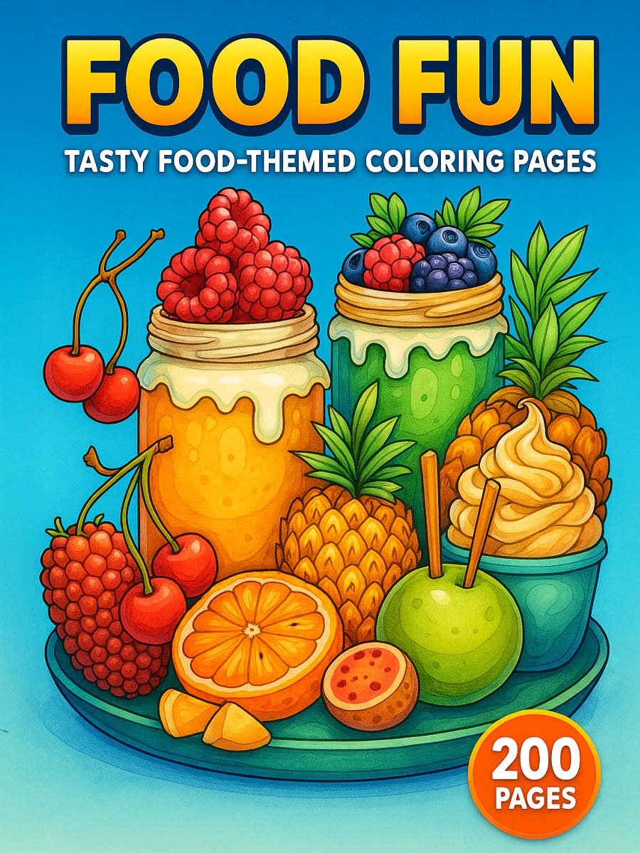 Food Fun – 200 Delicious Food-Themed Coloring Pages - Kids Printable ...